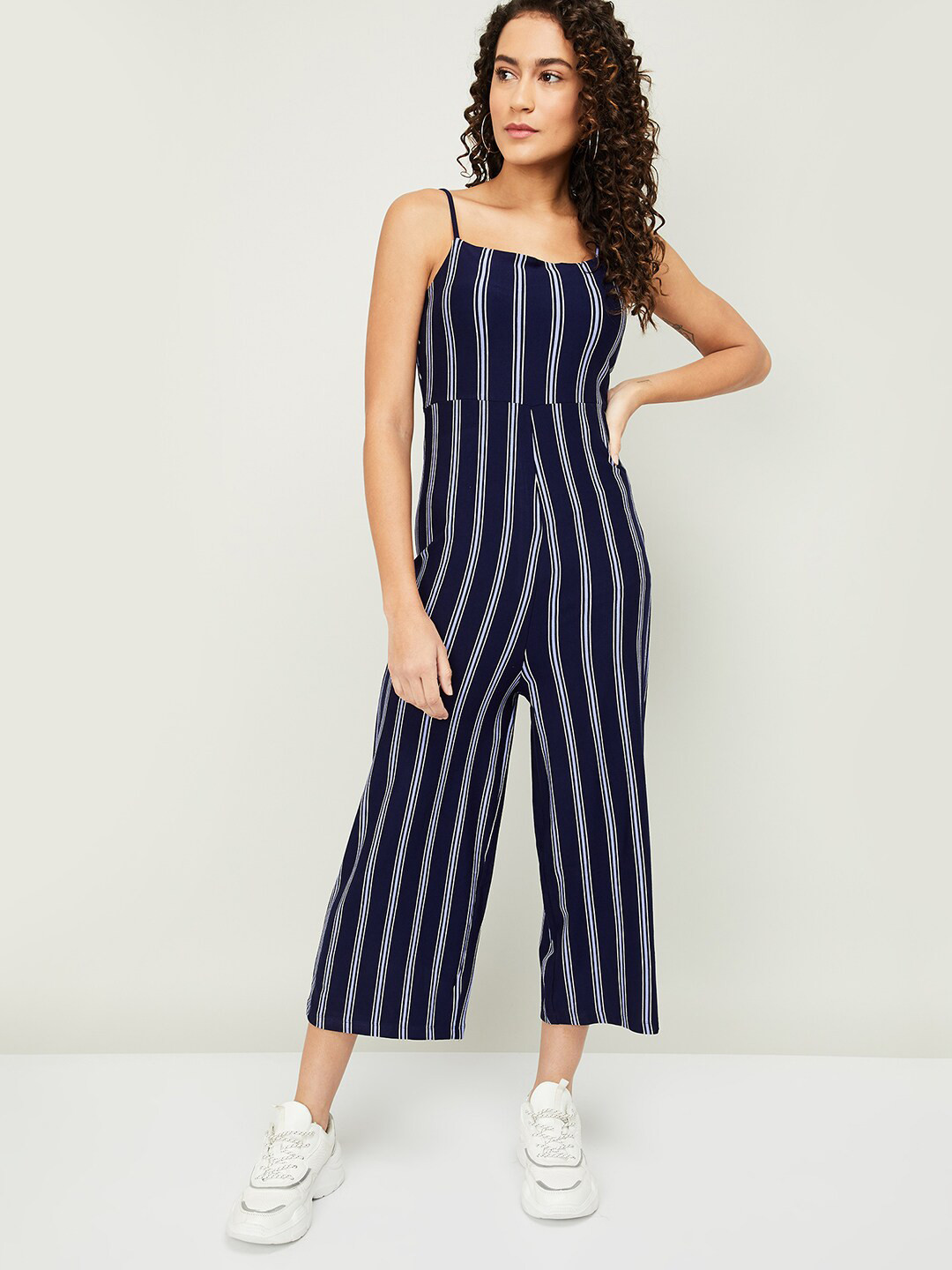 Buy Ginger By Lifestyle Navy Blue Striped Jumpsuit - Jumpsuit for Women ...