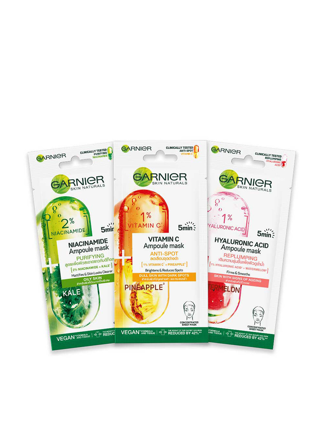 Buy Garnier Set Of Niacinamide Vitamin C & Hyaluronic Acid 5 Min ...