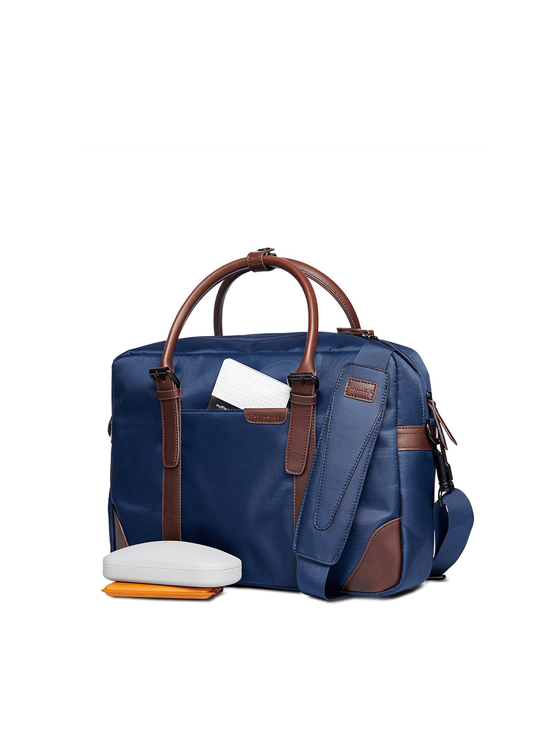 Buy Scarters Unisex Navy Blue & Brown Laptop Bag - Laptop Bag for ...