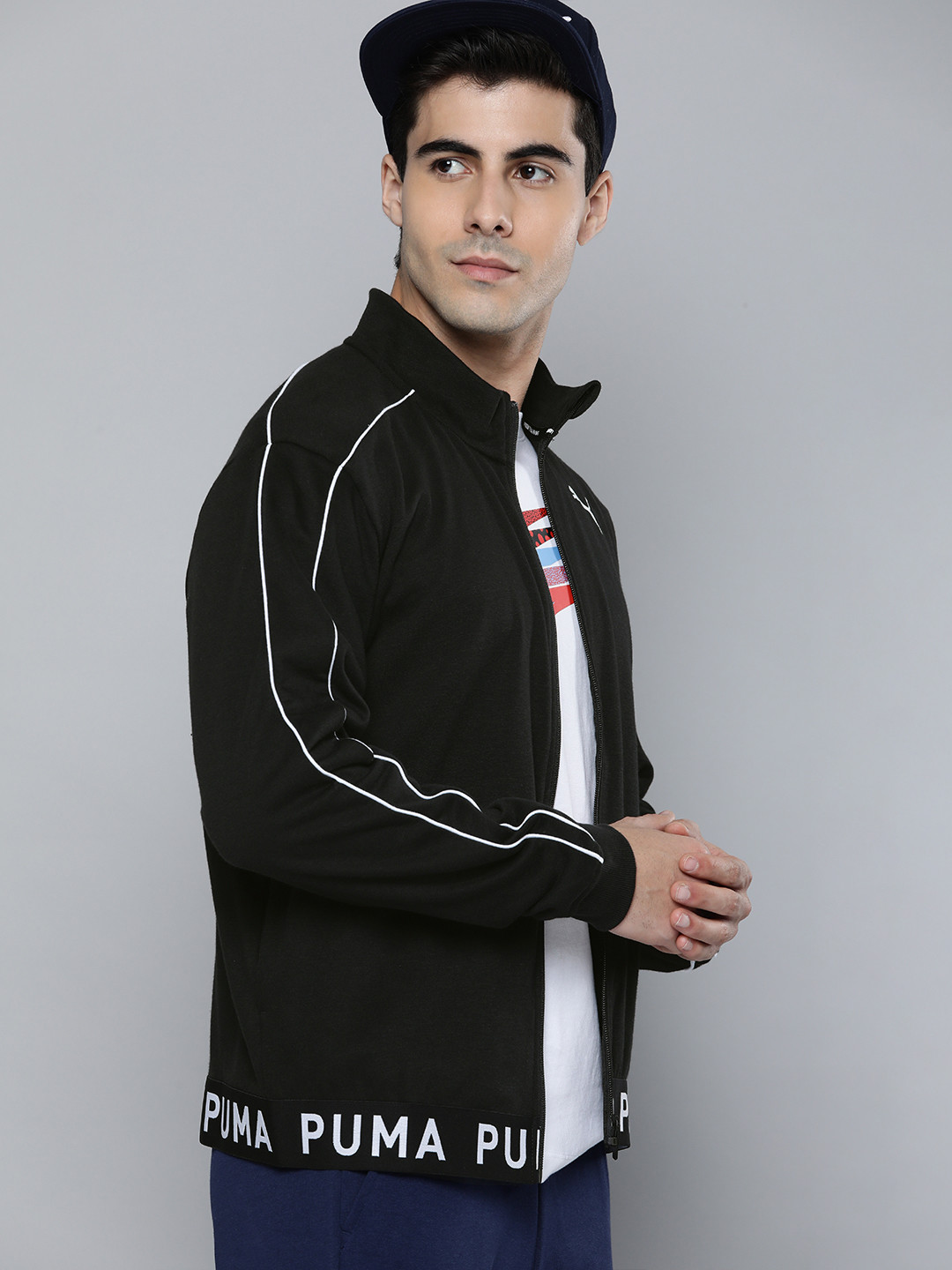 Buy Puma Men Black & White Training Track Jacket - Jackets for Men ...