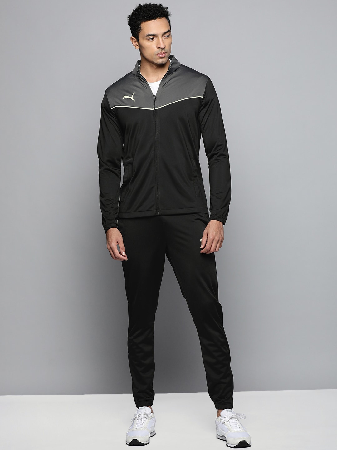 Buy Puma Men Black & Grey Colourblocked IndividualRISE Slim Fit ...