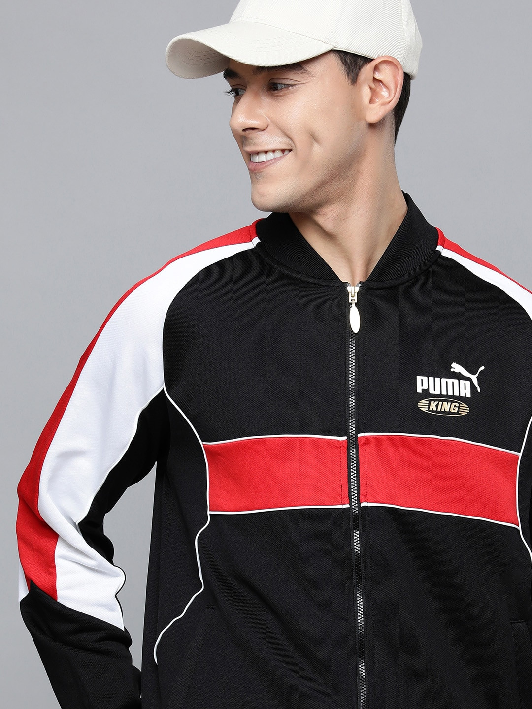 Buy Puma Men Regular Fit Colourblocked King Biker Track Jacket ...