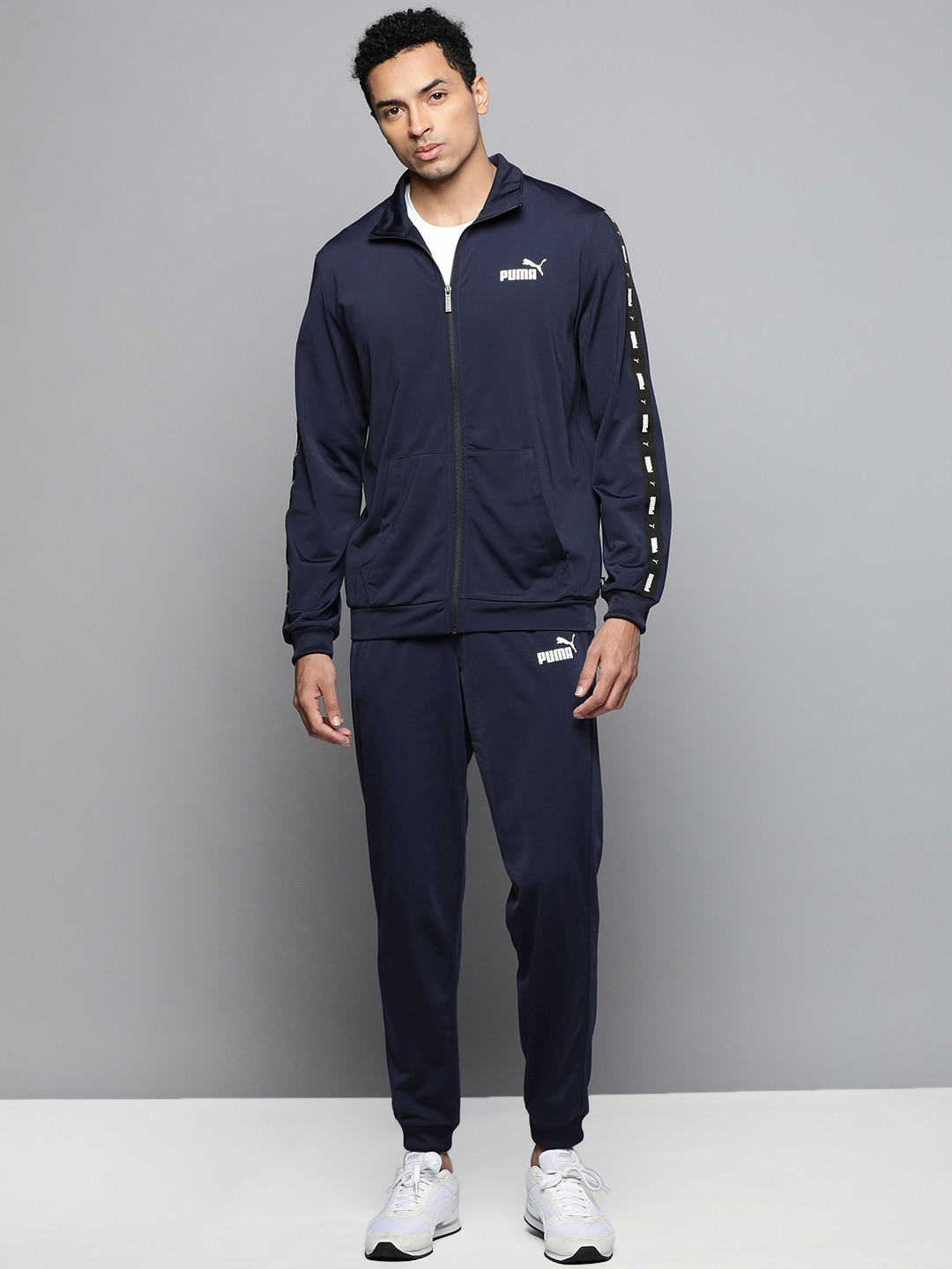 Buy Puma Men Navy Blue Solid Tape Regular Fit Sustainable Tracksuit ...