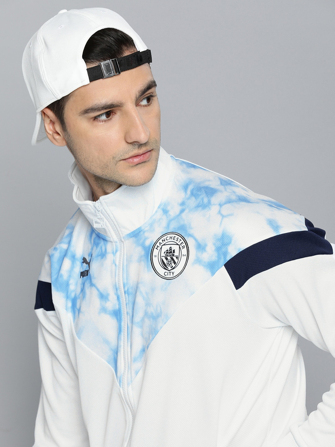 Buy Puma Men White And Light Blue Colourblocked Mock Collar DryCell ...