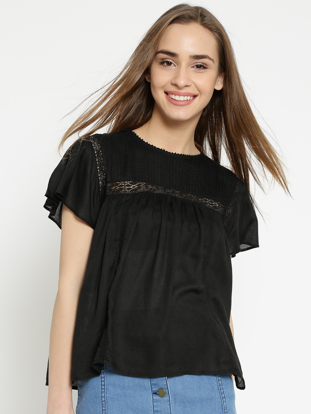 Buy MANGO Women Black Solid Top - Tops for Women 1670426 | Myntra
