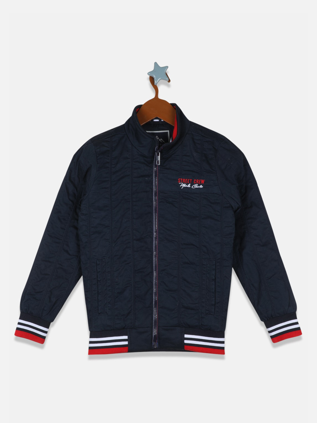 Buy Monte Carlo Boys Navy Blue Lightweight Cotton Varsity Jacket ...