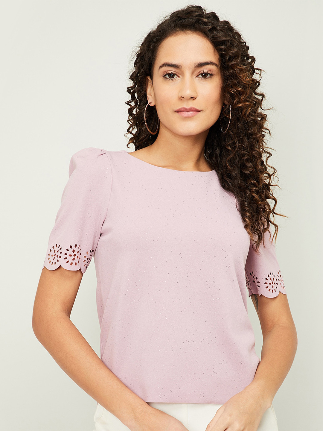 Buy CODE By Lifestyle Pink Solid Sleeves Top - Tops for Women 16705682 ...