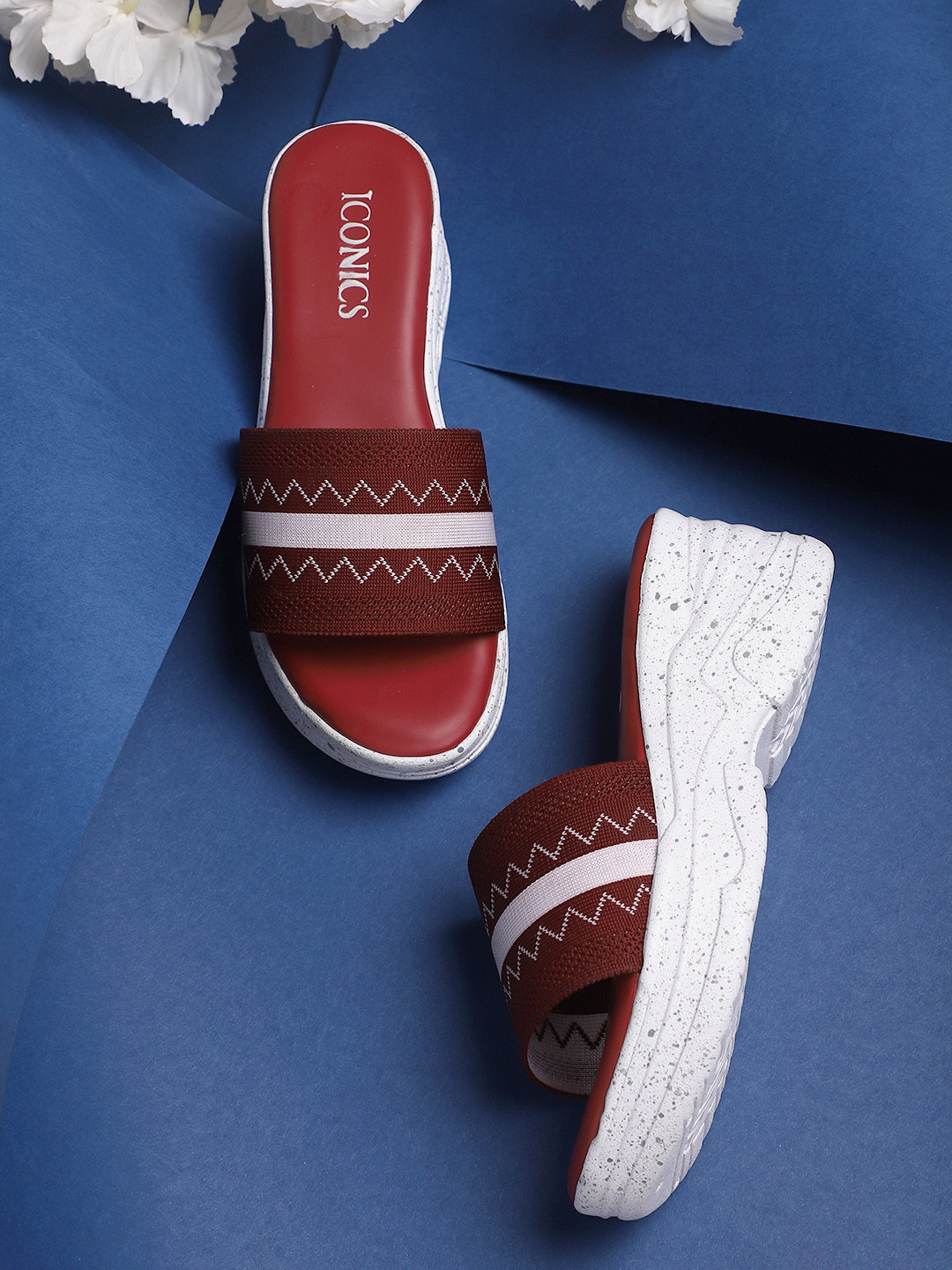 Buy ICONICS Maroon Woven Design Wedge Sandals - Heels for Women ...