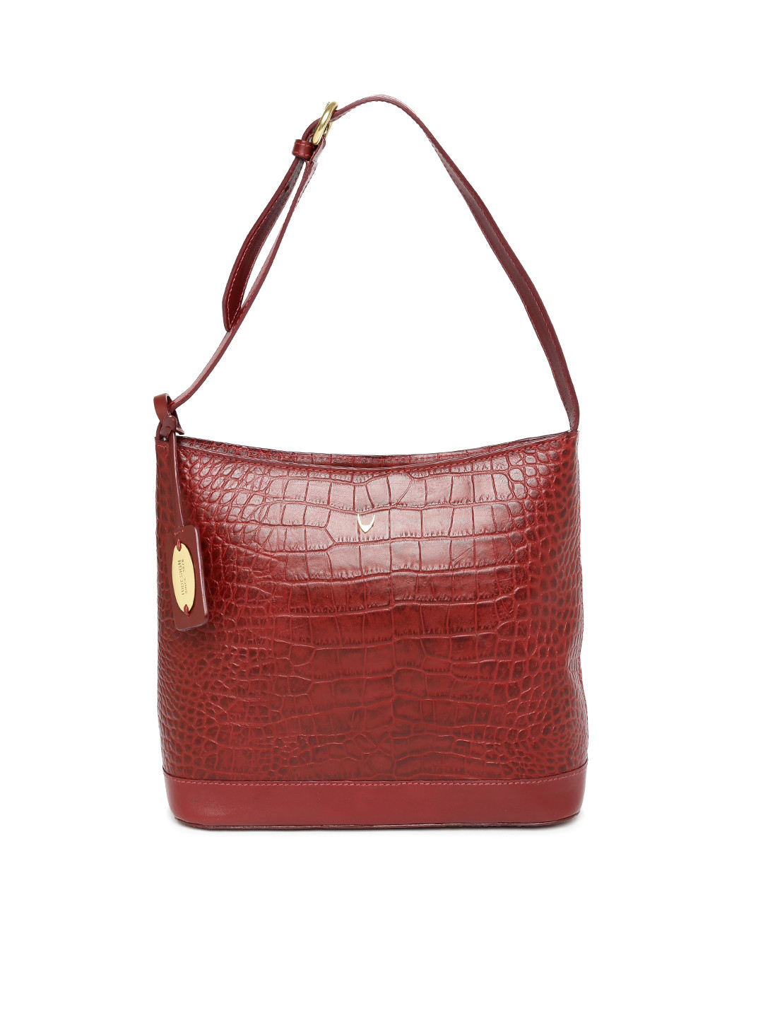 Buy Hidesign Maroon Croc Textured Leather Hobo Bag - Handbags for Women ...