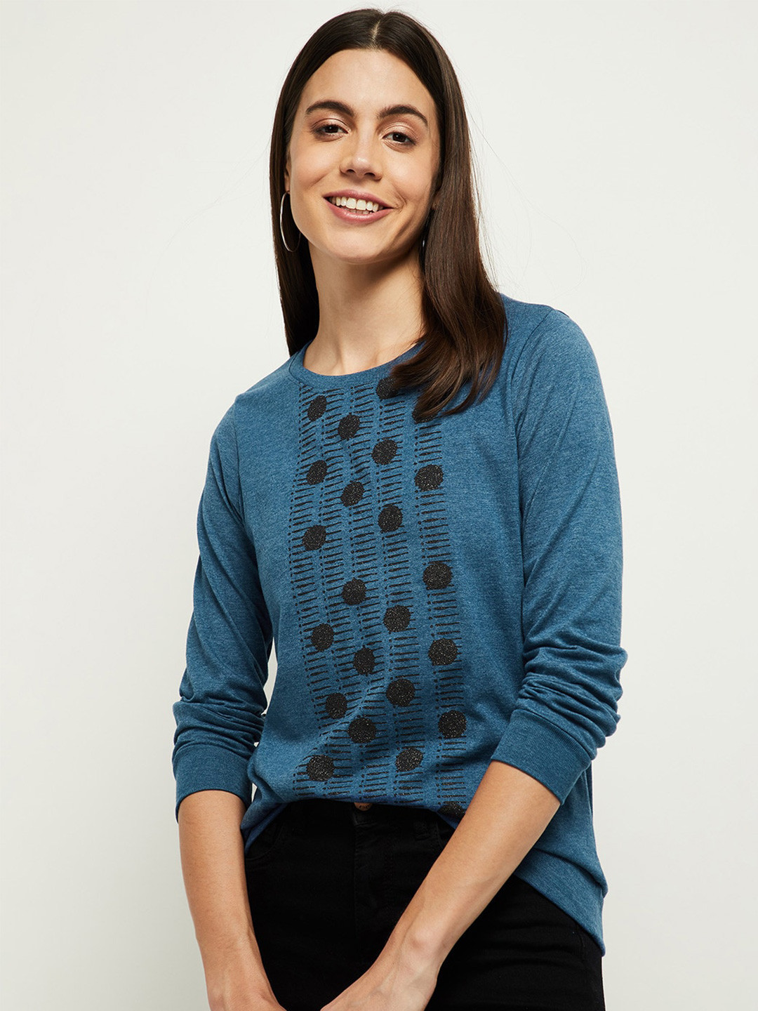 Buy Max Women Blue Printed T Shirt - Tshirts for Women 16719046 | Myntra