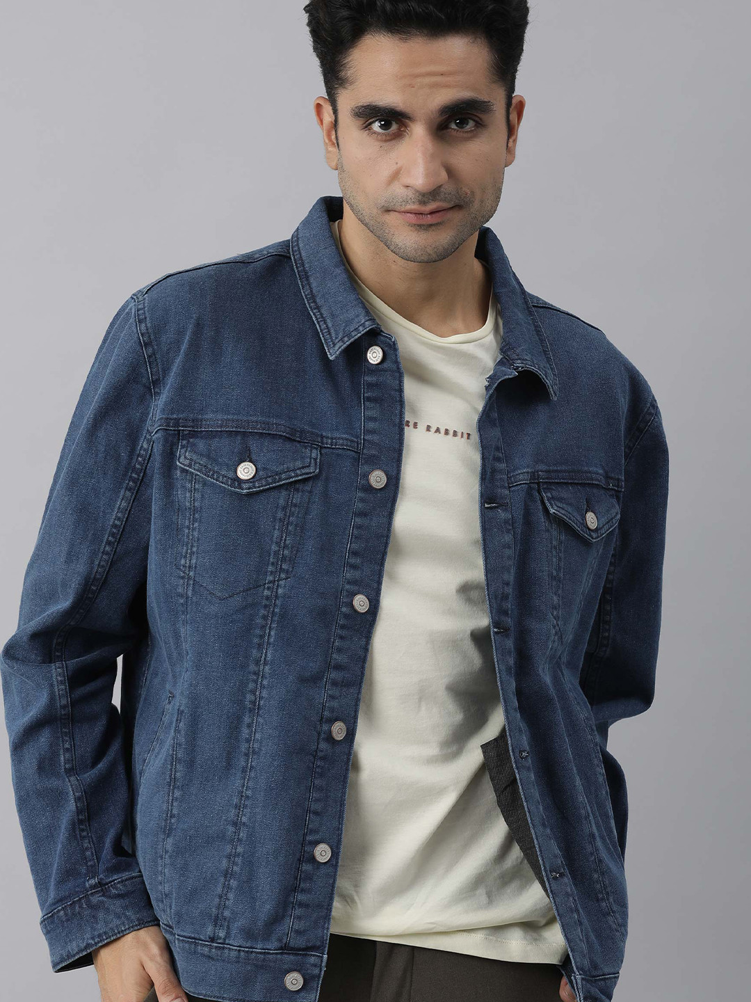 Buy RARE RABBIT Men Indi Slim Fit Solid Denim Jacket - Jackets for Men ...