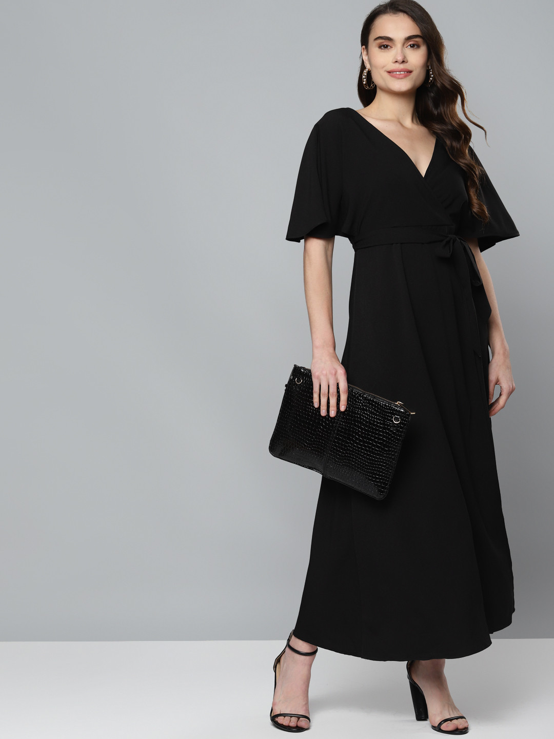 Buy Femella Black Kimono Wrap Maxi Dress - Dresses for Women 16722224 ...