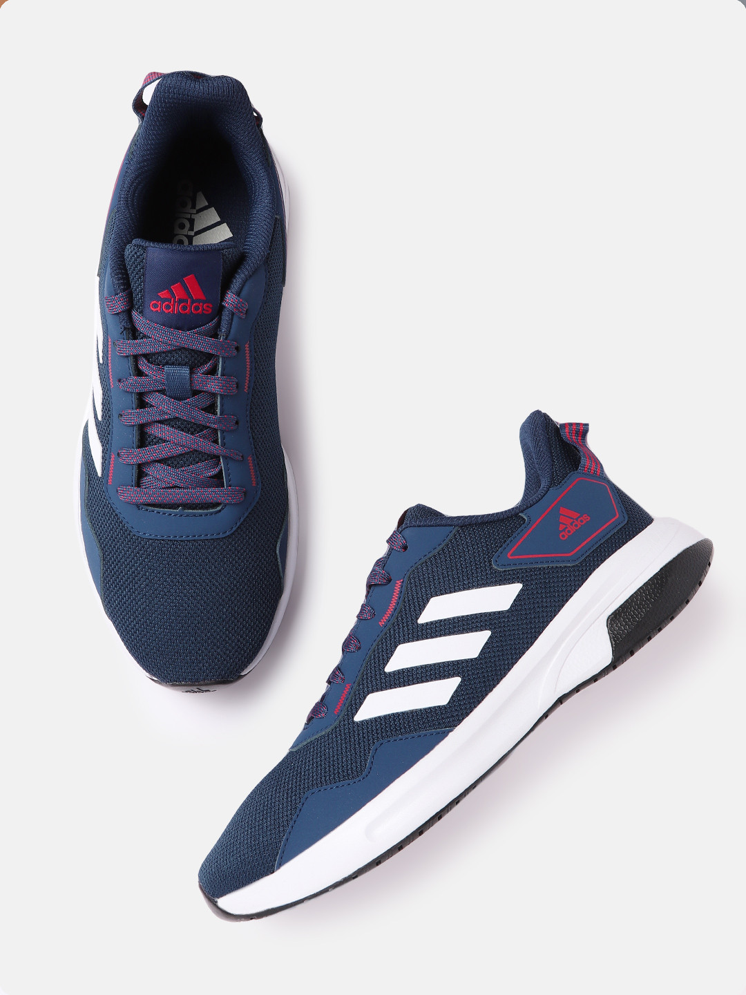 Buy ADIDAS Men Navy Blue & White Woven Design Turbo Glide Running Shoes ...