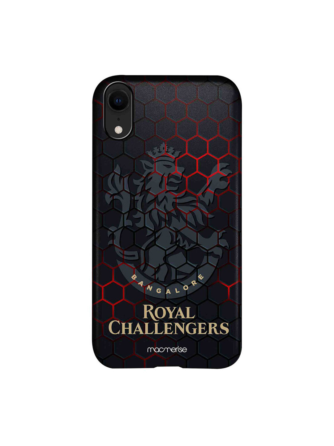 Buy CelfieDesign Black & Red RCB Hex Pattern IPhone XR Slim Back Case ...