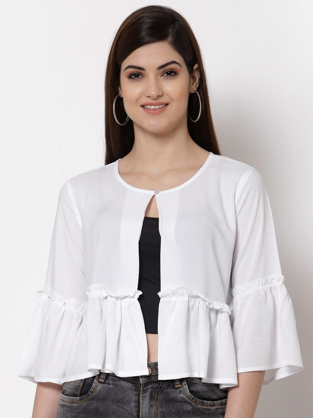 Buy Style Quotient Women Off White Crop Shrug - Shrug for Women ...