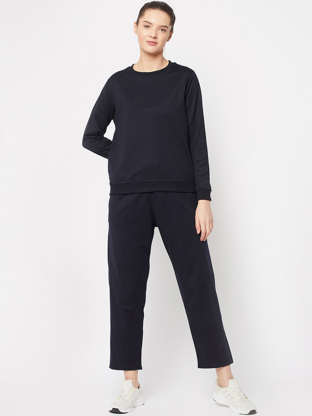 Buy FRENCH FLEXIOUS Women Navy Blue Solid Tracksuit - Tracksuits for ...