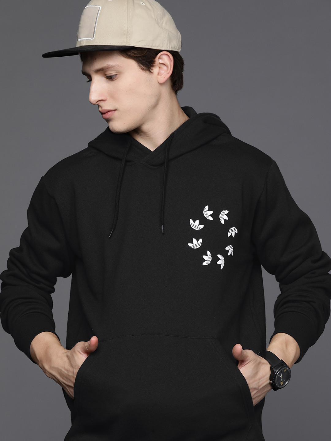 Buy ADIDAS Originals Men Black Bold Hooded Solid Sustainable Sweatshirt ...