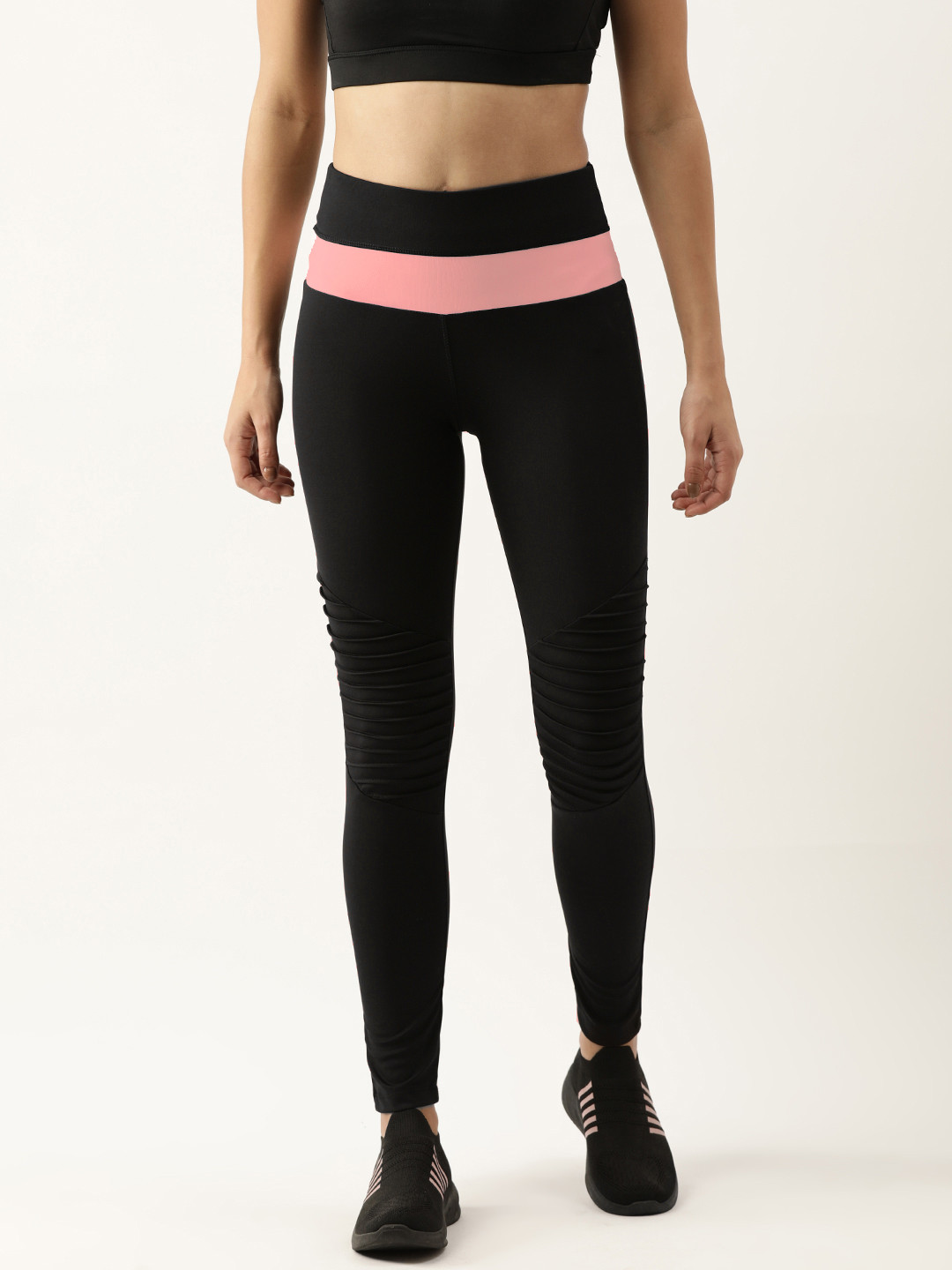 Buy FOREVER 21 Women Black Self Designed High Rise Legging - Leggings ...
