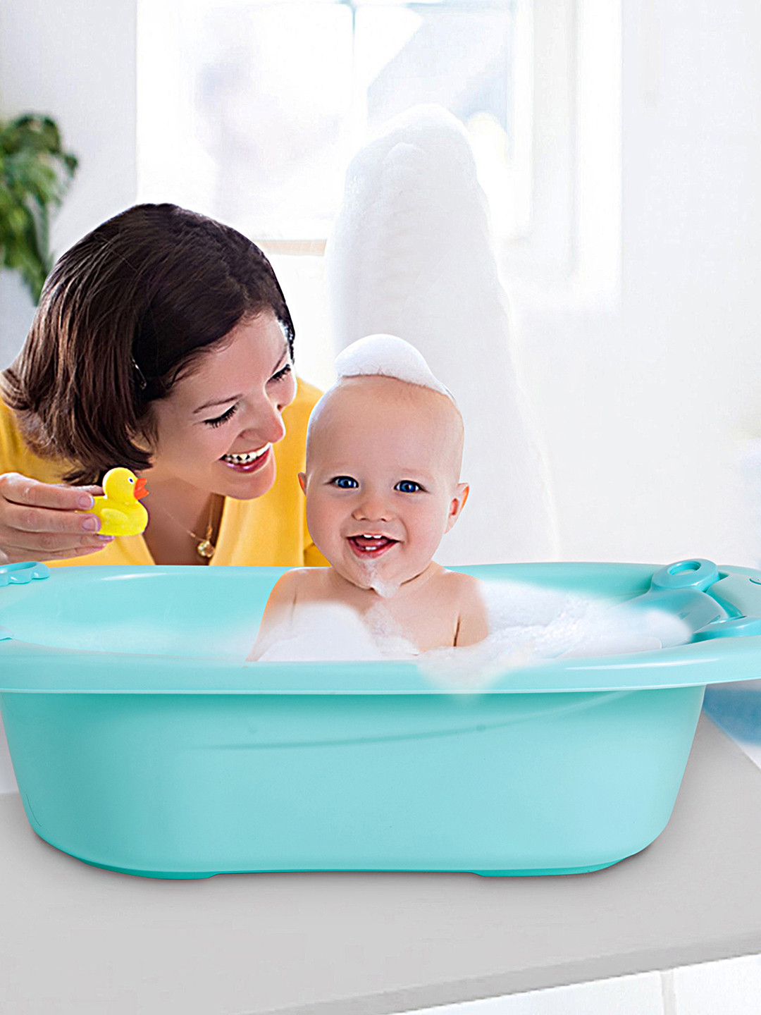Buy Baby Moo Infant Kids Bath Tub With Bather & Drain Plug Turquoise ...
