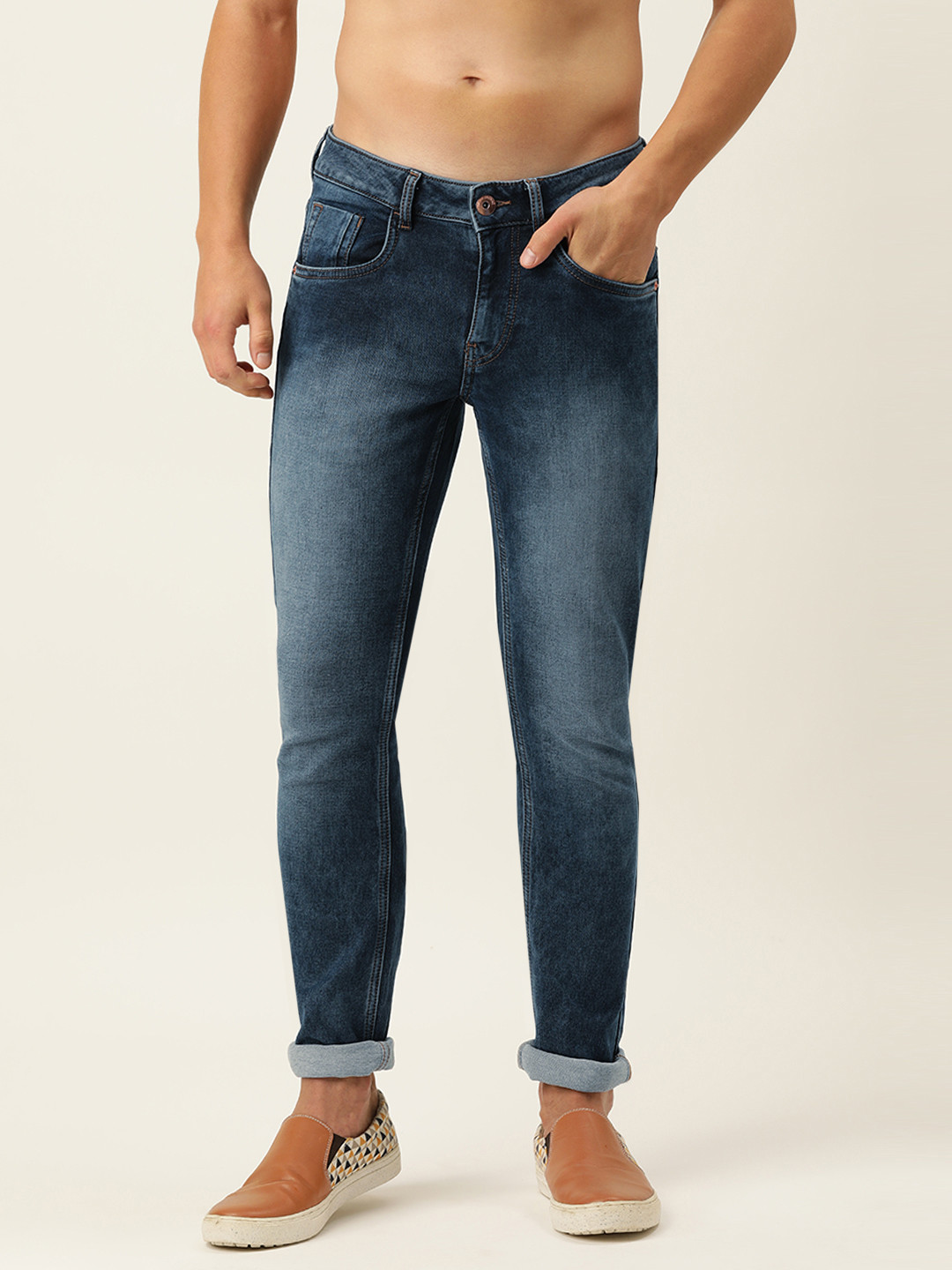 Buy Flying Machine Men Blue Jackson Slim Fit Low Rise Heavy Fade ...