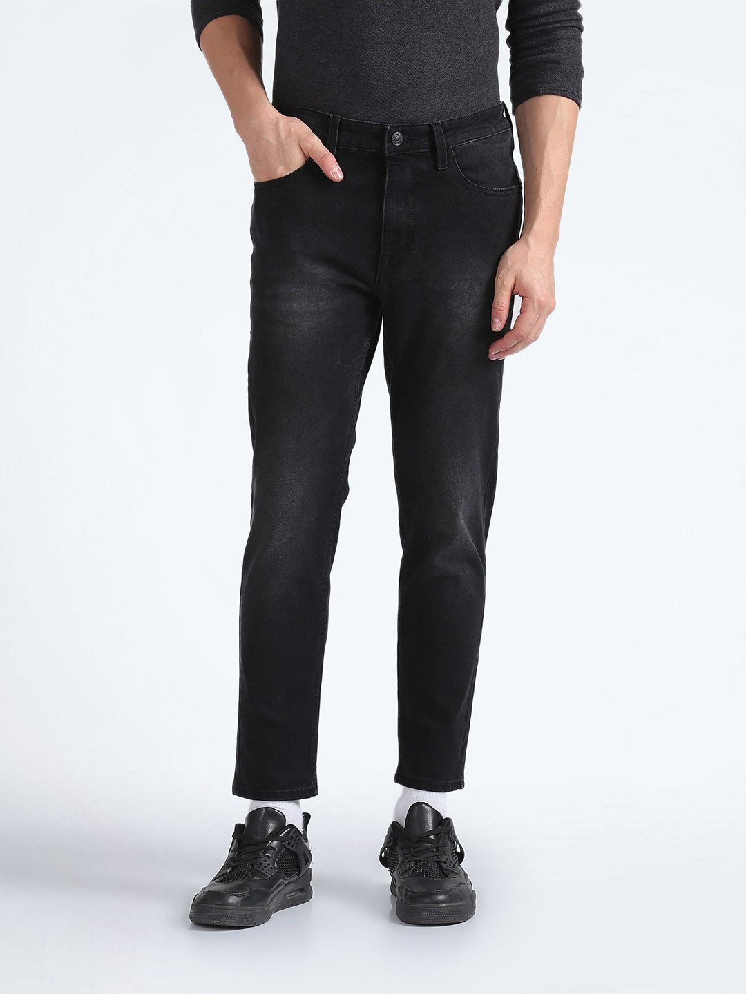 Buy Flying Machine Men Black MJ Mankle Slim Fit Stretchable Jeans ...