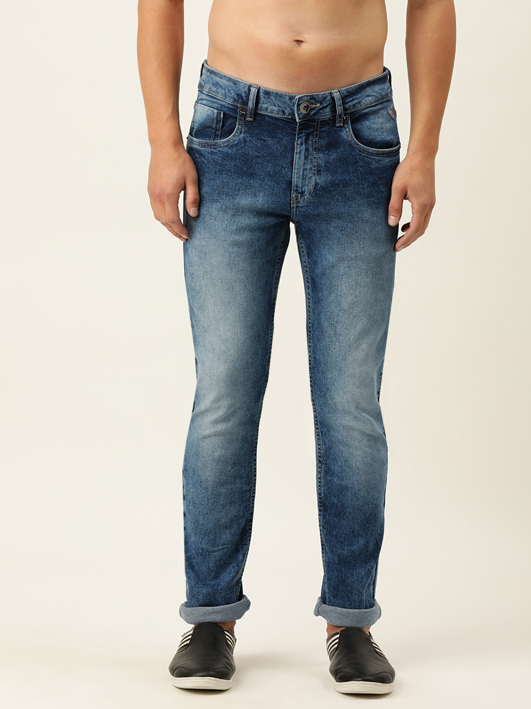 Buy Flying Machine Men Blue Micheal Slim Fit Heavy Fade Acid Wash ...