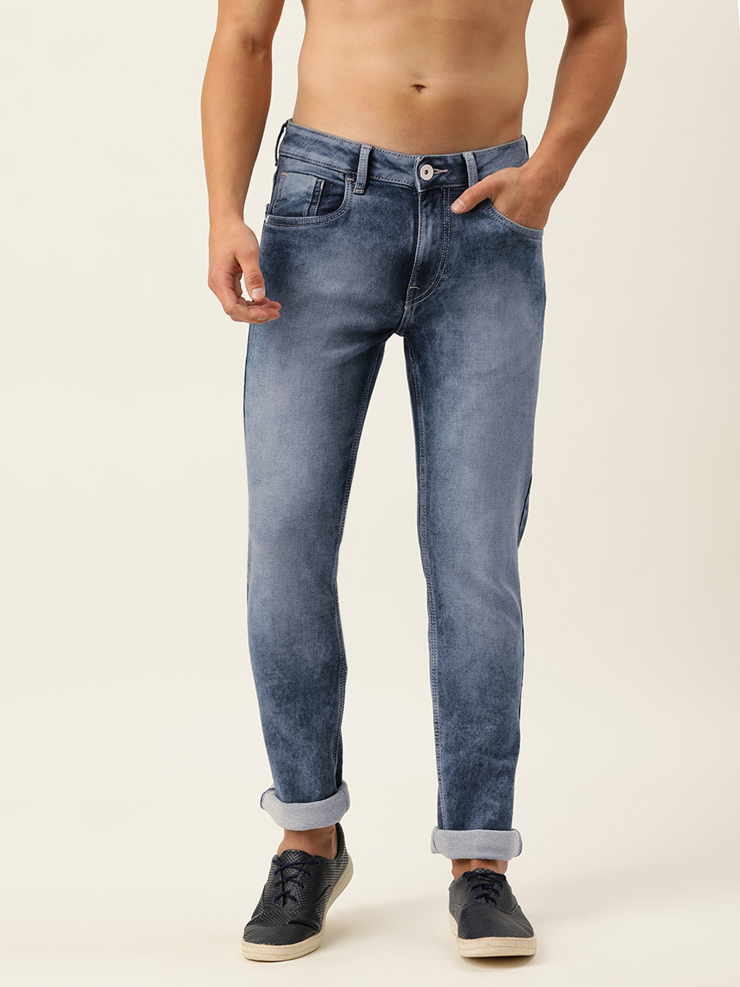 Buy Flying Machine Men Blue Micheal Slim Fit Light Fade Acid Wash ...