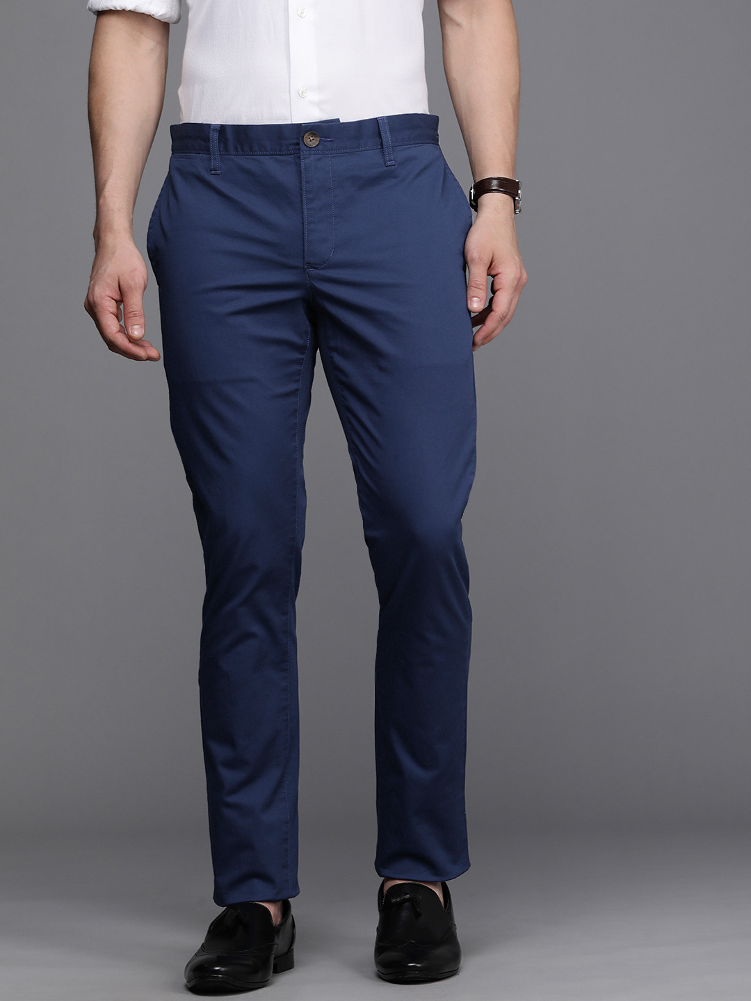 Buy SUITLTD Men Navy Blue Slim Fit Chinos Trousers - Trousers for Men ...