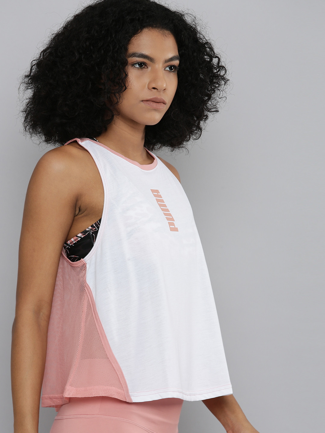 Buy Puma White & Pink Brand Logo Print Relaxed Fit Casual Top - Tops ...