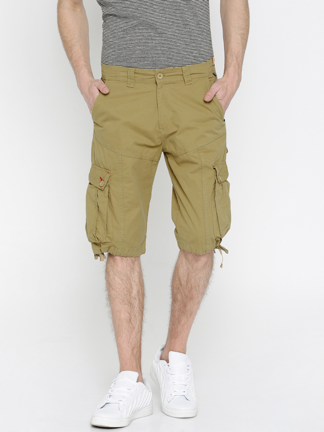 Buy FIFTY TWO Men Khaki Solid Cargo Shorts - Shorts for Men 1676440 ...