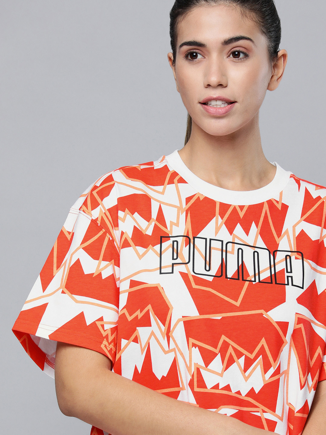 Buy PUMA Hoops Cherry Tomato Swish Printed Women's Basketball T Shirt ...