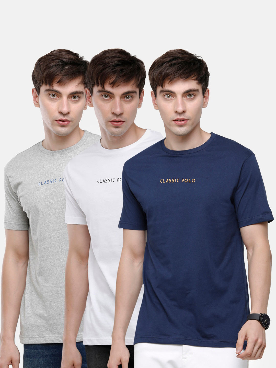 Buy Classic Polo Men Pack Of 3 Pure Cotton T Shirts - Tshirts for Men ...