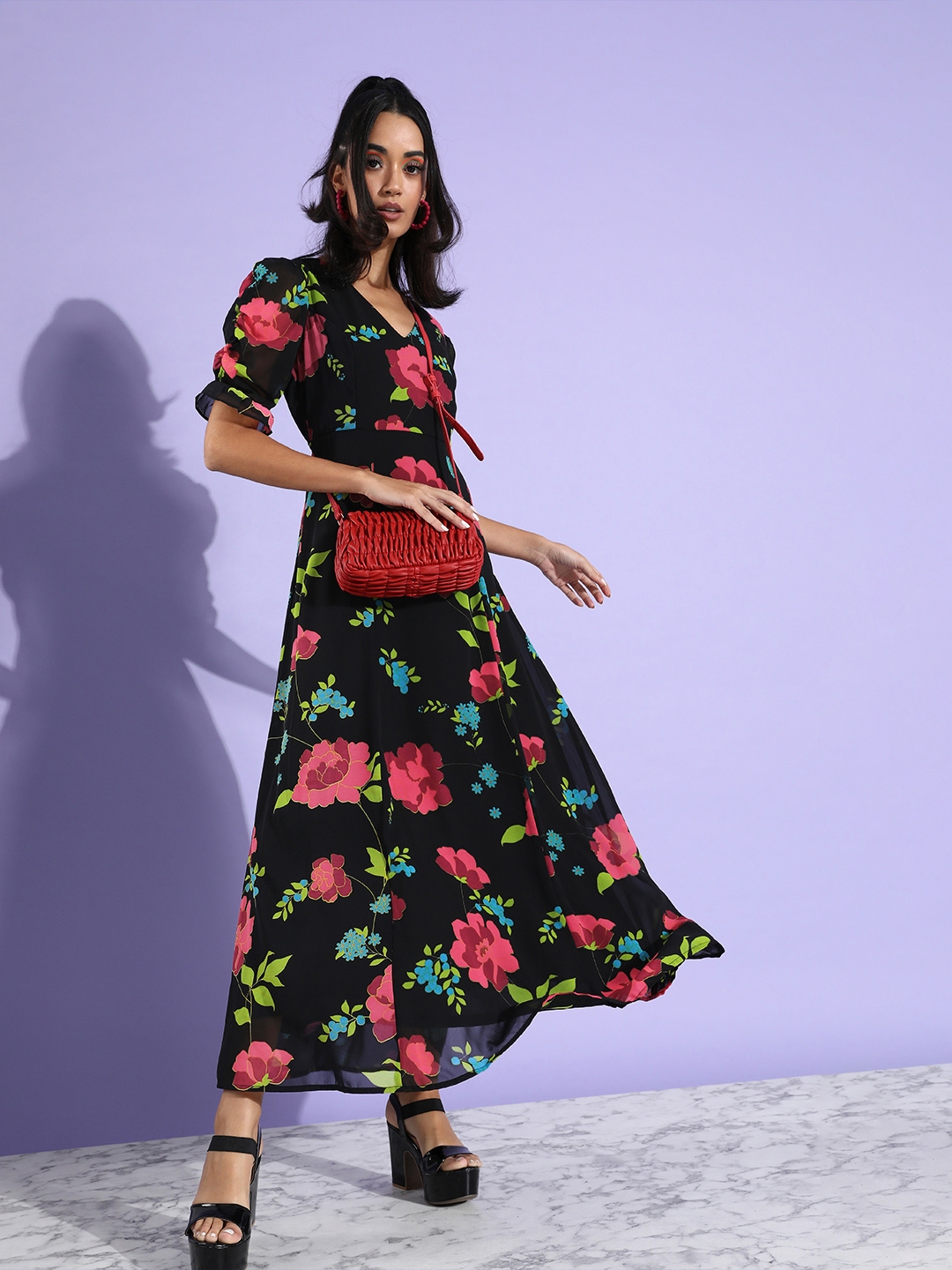 Buy 4WRD By Dressberry Women Stylish Black Floral Vacay Attire ... Buy 4WRD By Dressberry Women Stylish Black Floral Vacay Attire ...