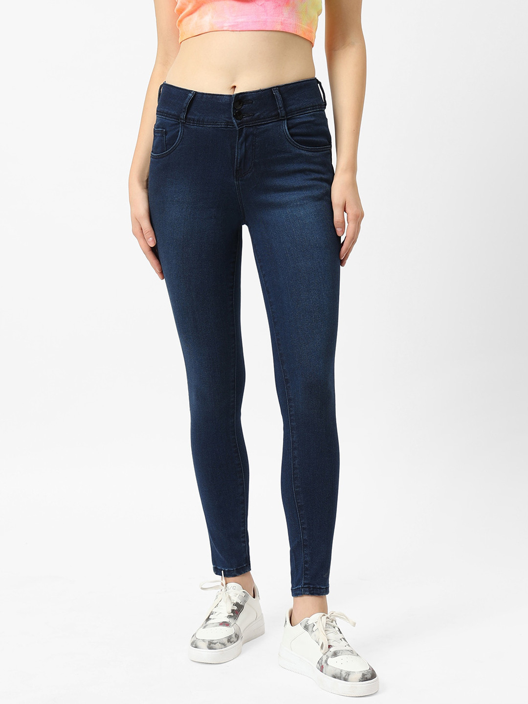 Buy Kraus Jeans Women Blue Skinny Fit High Rise Light Fade Stretchable ...