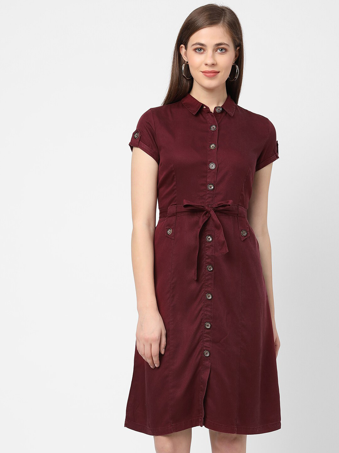Buy Kraus Jeans Maroon Denim Shirt Dress - Dresses for Women 16774834 ...