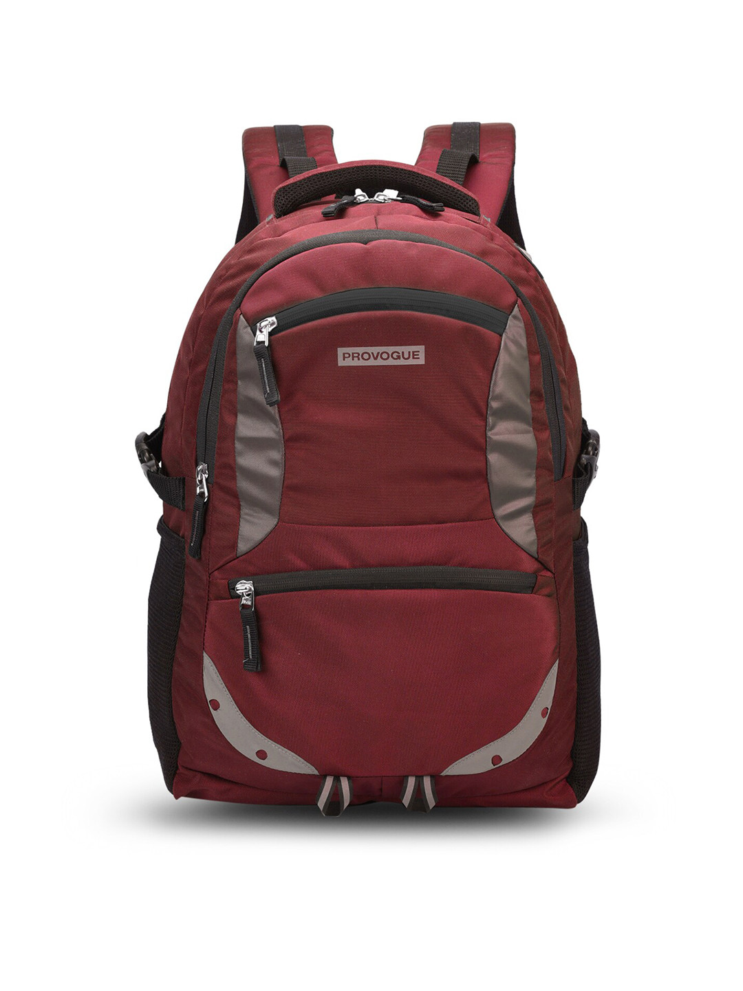 Buy Provogue Unisex Maroon & Grey Brand Logo Backpack With Rain Cover ...