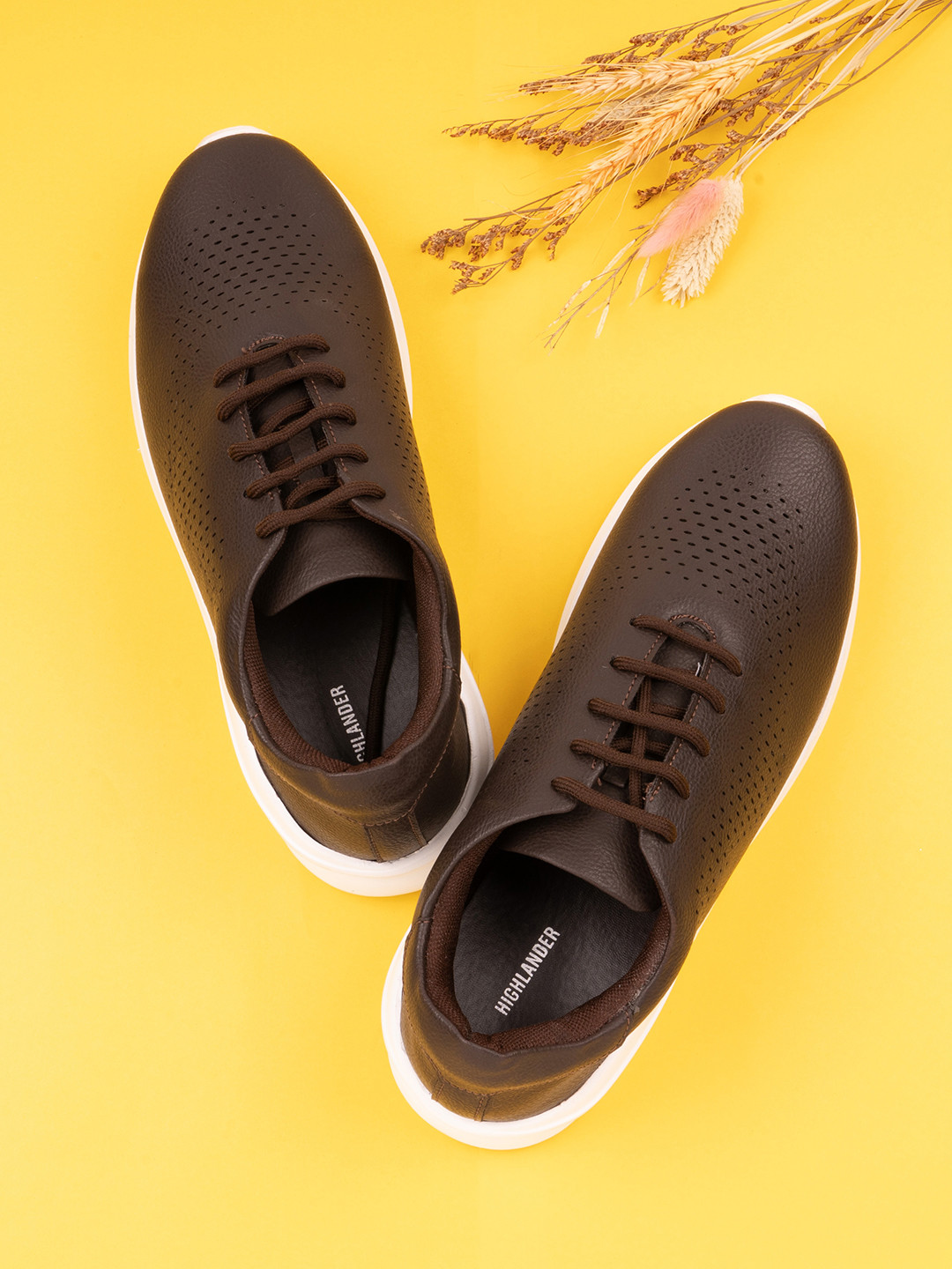 Buy HIGHLANDER Men Brown Woven Design Sneakers - Casual Shoes for Men ...