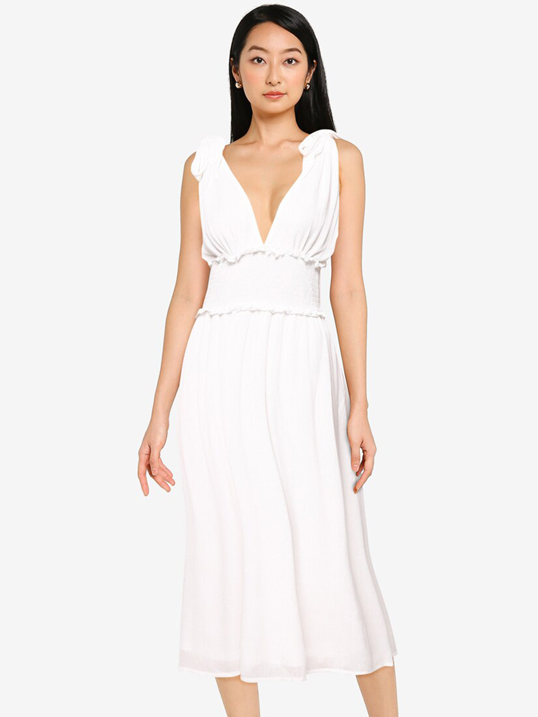 Buy ZALORA BASICS White Solid Dress - Dresses for Women 16781442 | Myntra