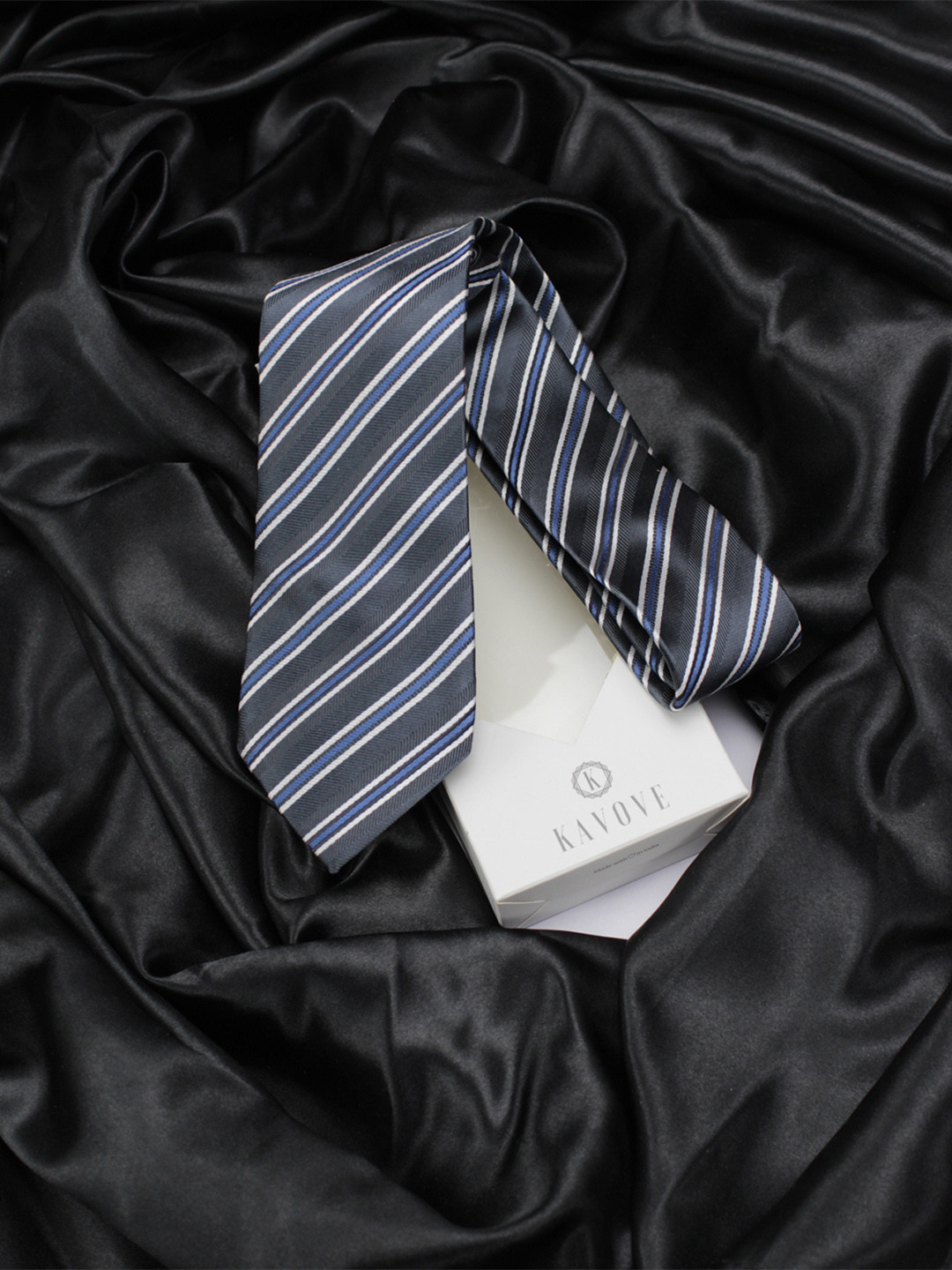 Buy Kavove Men Black & White Striped Broad Tie - Ties for Men 16797736 ...