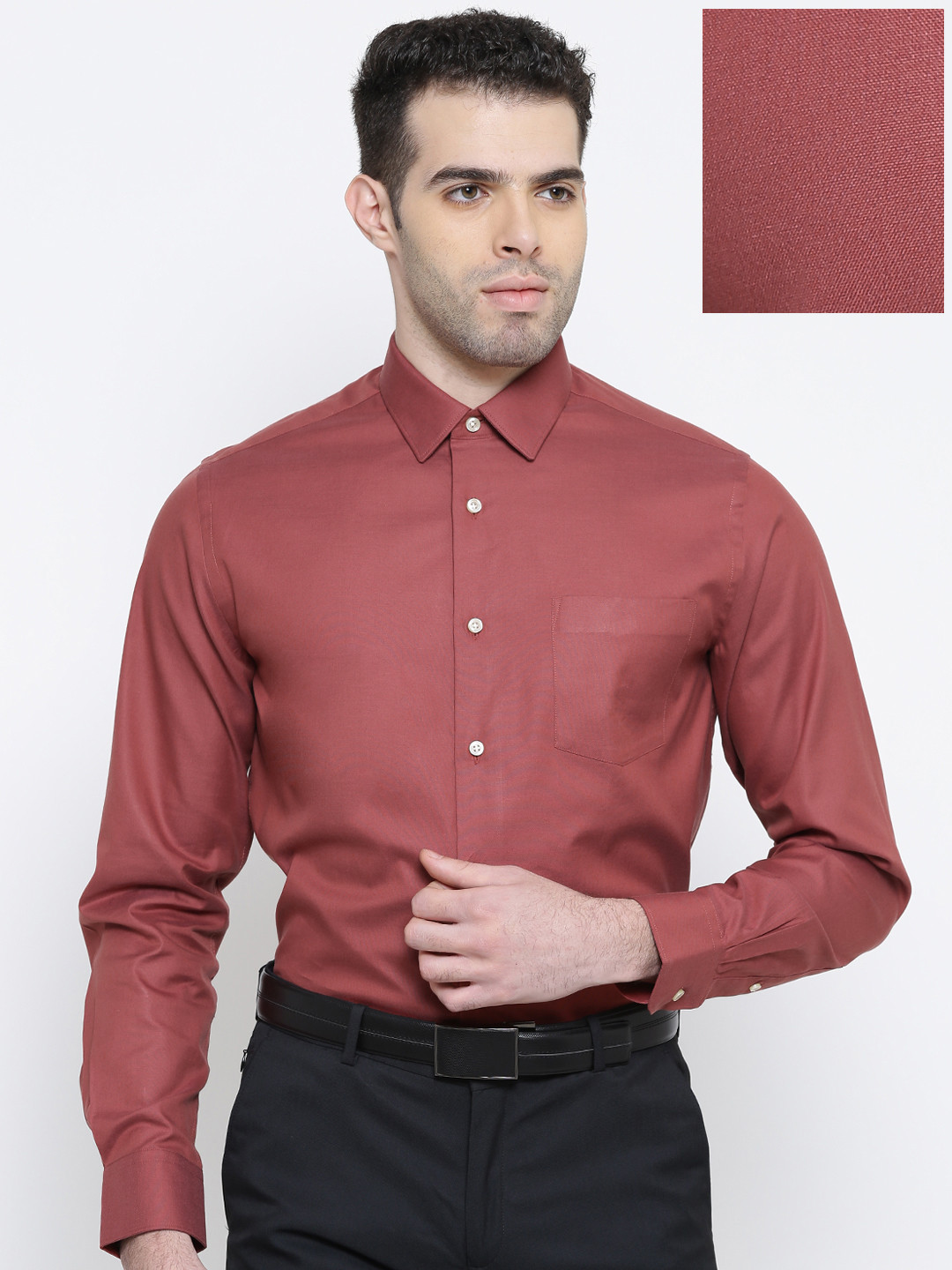 Buy Blackberrys Men Rust Red Solid Formal Shirt - Shirts for Men ...