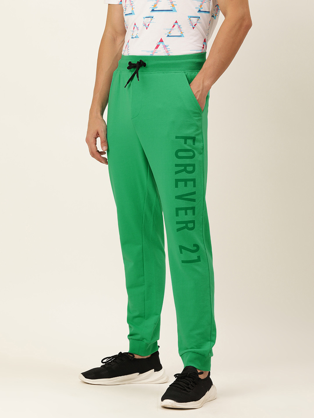 Buy FOREVER 21 Green Printed Active Sport Joggers Track Pant - Track ...