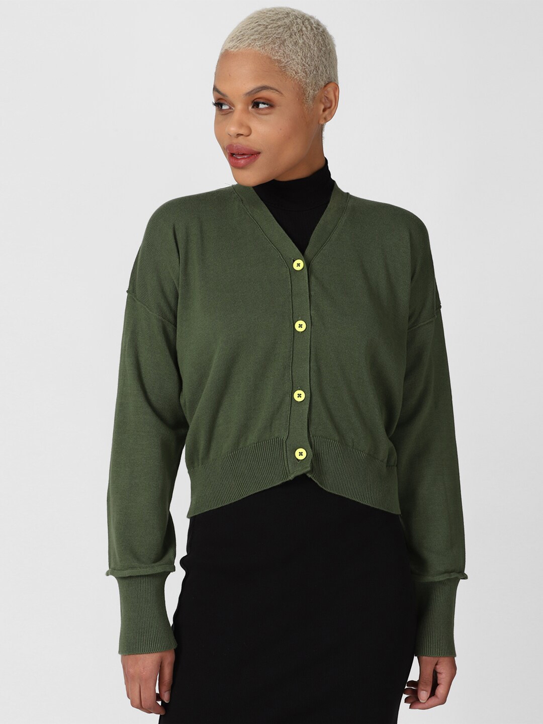 Buy Forever 21 Women Olive Green Cardigan Sweaters For Women 16809710