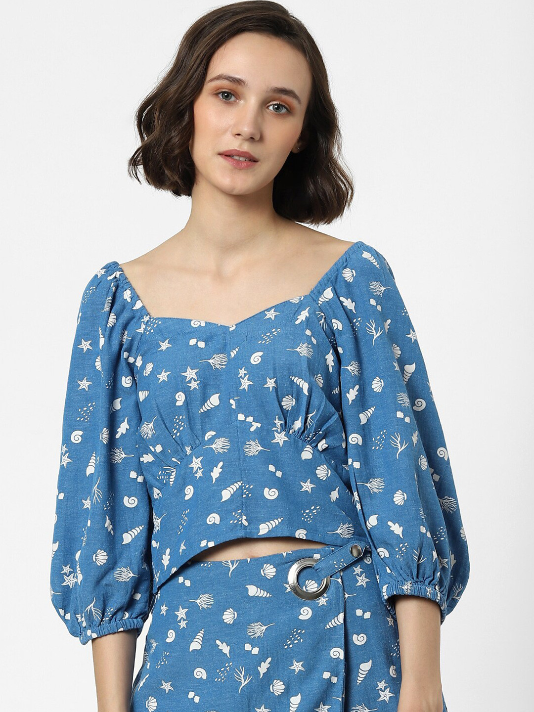 Buy ONLY Blue Floral Print Top - Tops for Women 16809842 | Myntra