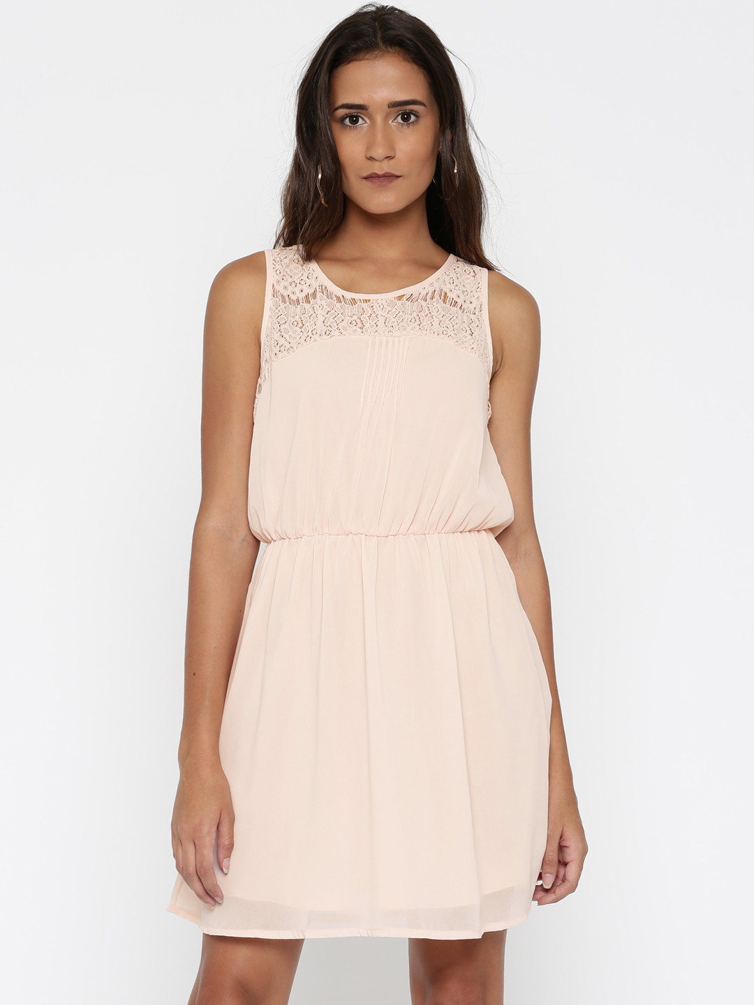 Buy Jealous 21 Women Peach Coloured Solid Blouson Dress - Dresses for ...