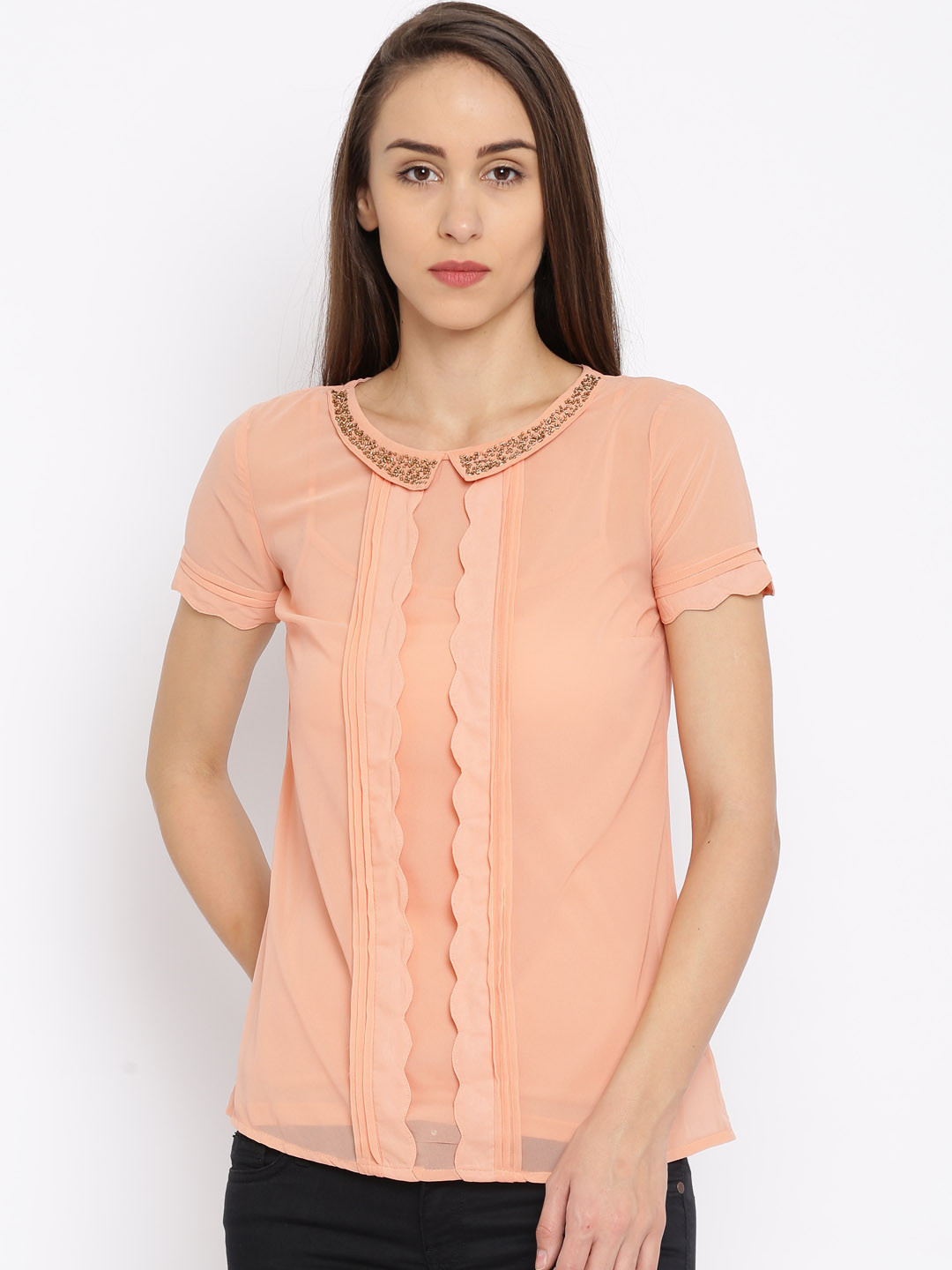 Buy Jealous 21 Women Peach Solid Top - Tops for Women 1681707 | Myntra
