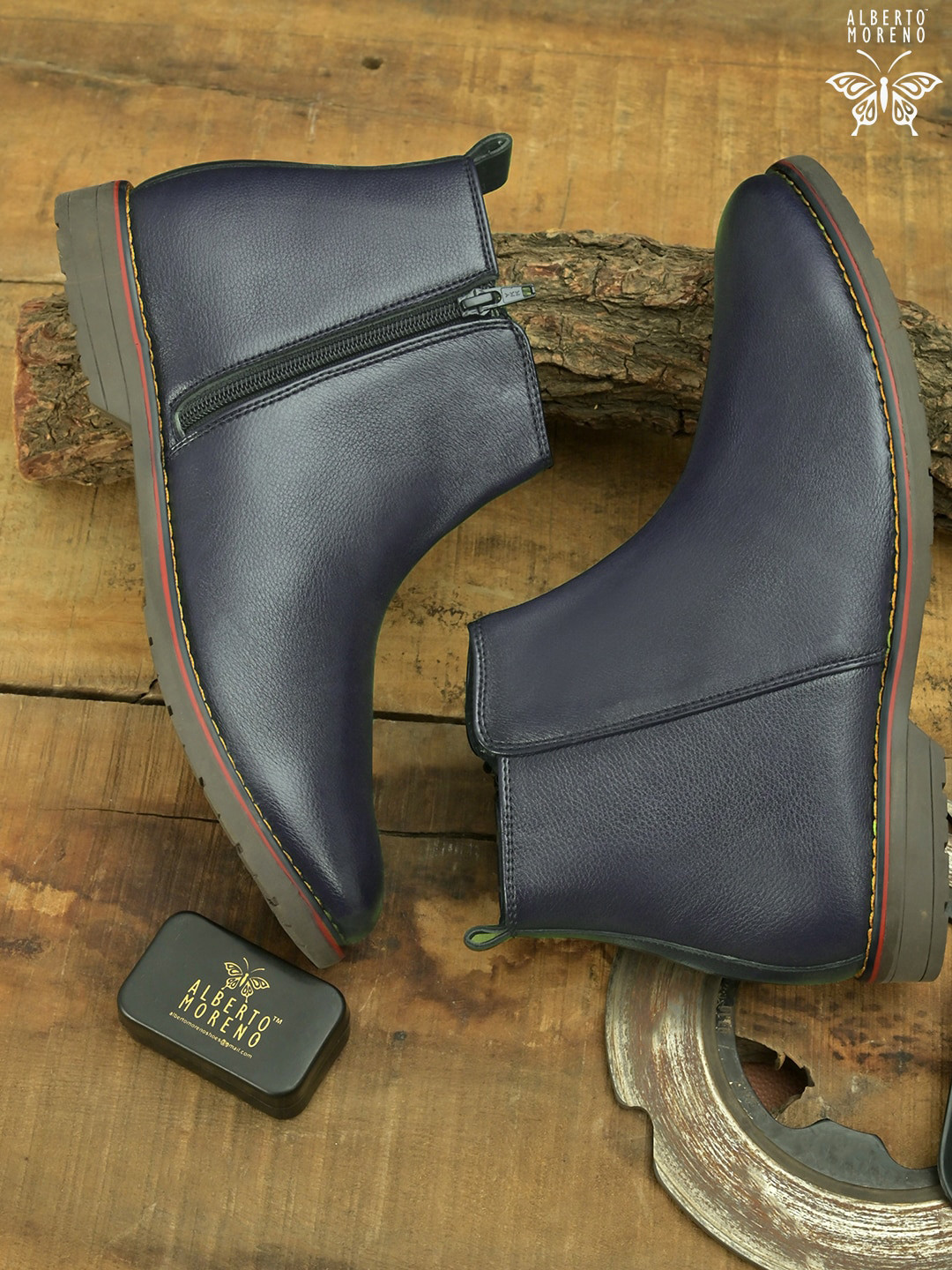 Buy ALBERTO MORENO Men Navy Blue Flat Boots - Boots for Men 16822658 ...