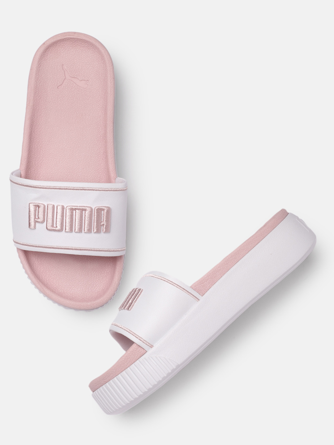 Buy Puma Women White & Pink Sliders - Flip Flops for Women 16824390 ...