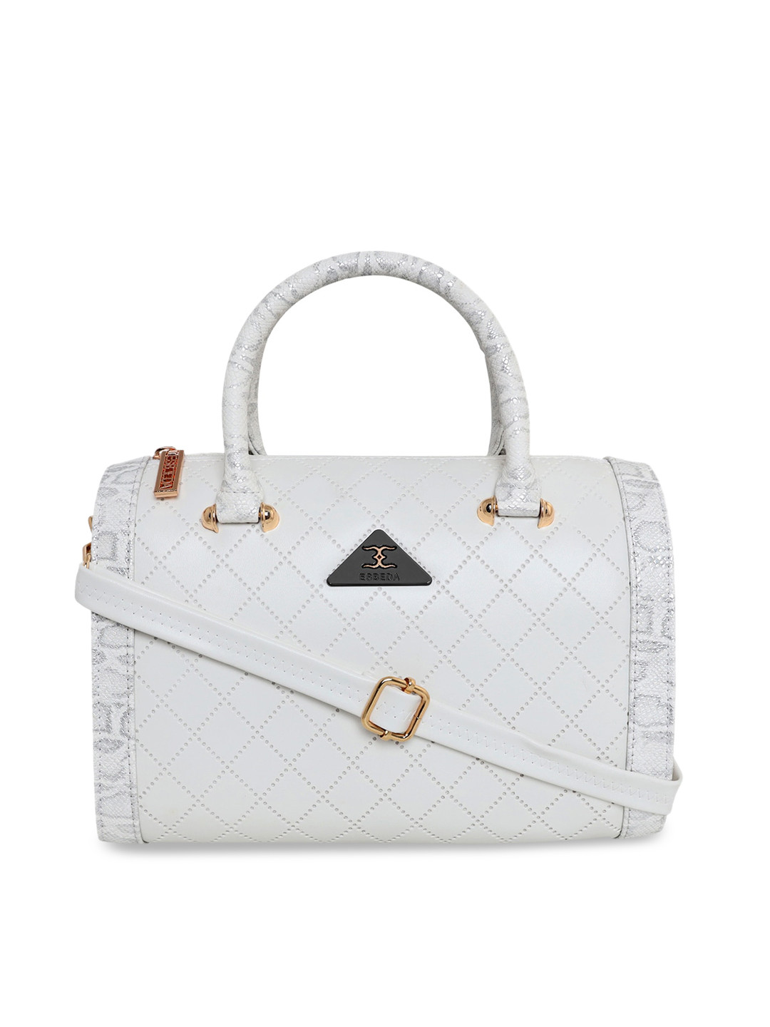 Buy ESBEDA White PU Structured Handheld Bag With Quilted - Handbags for ...