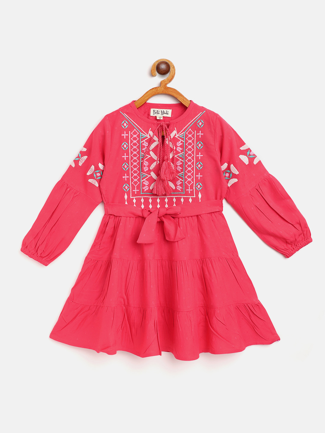 Buy Bella Moda Pink Embroidered Dress - Dresses for Girls 16827692 | Myntra