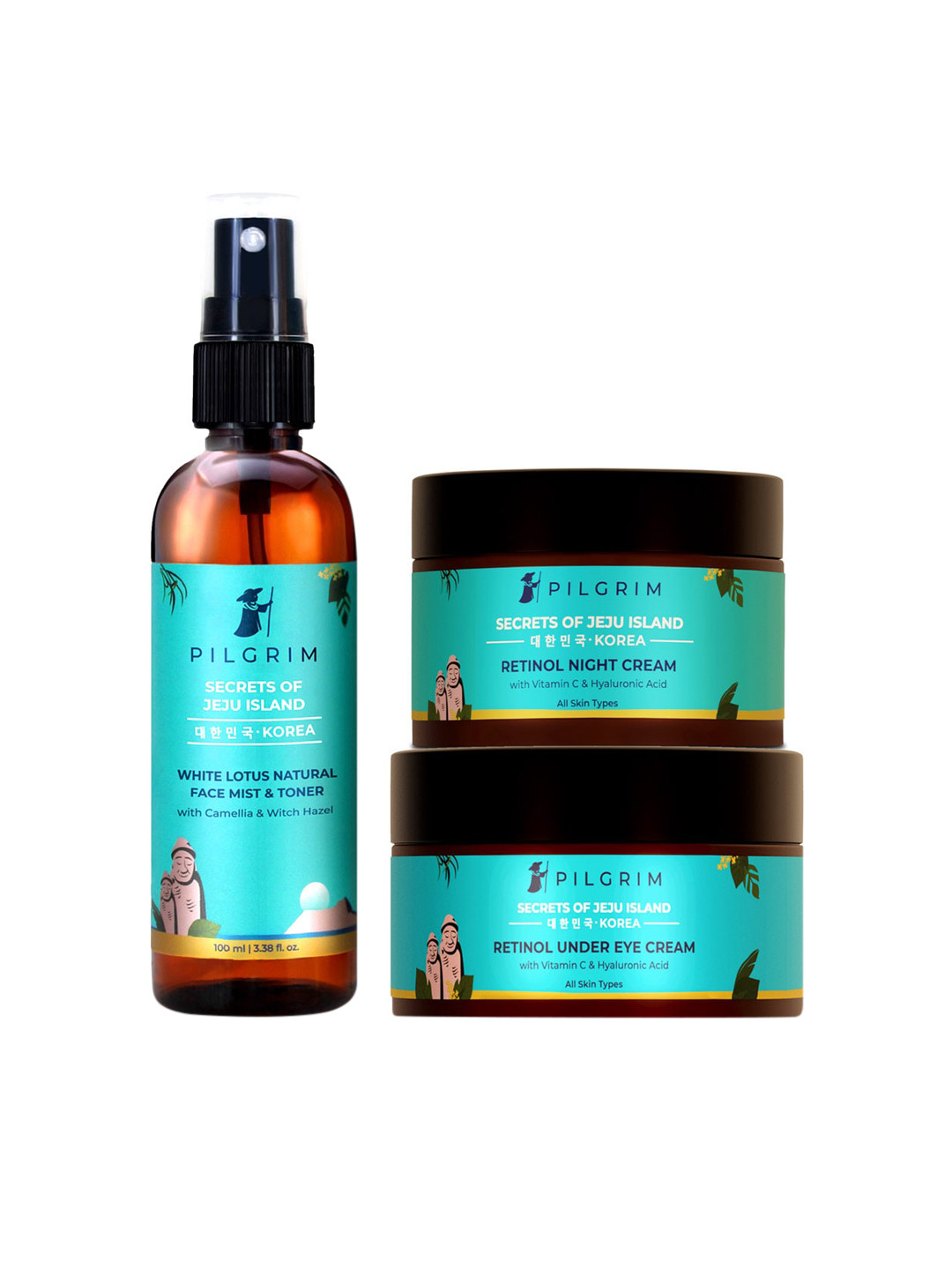 Buy Pilgrim Korean Beauty Retinol Booster Skin Glow Set For Anti Ageing ...